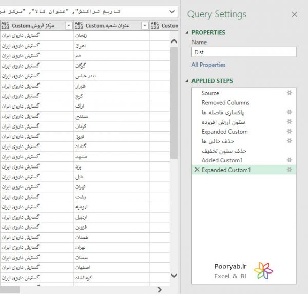 power_query_applied_step - گروه تحلیلگری